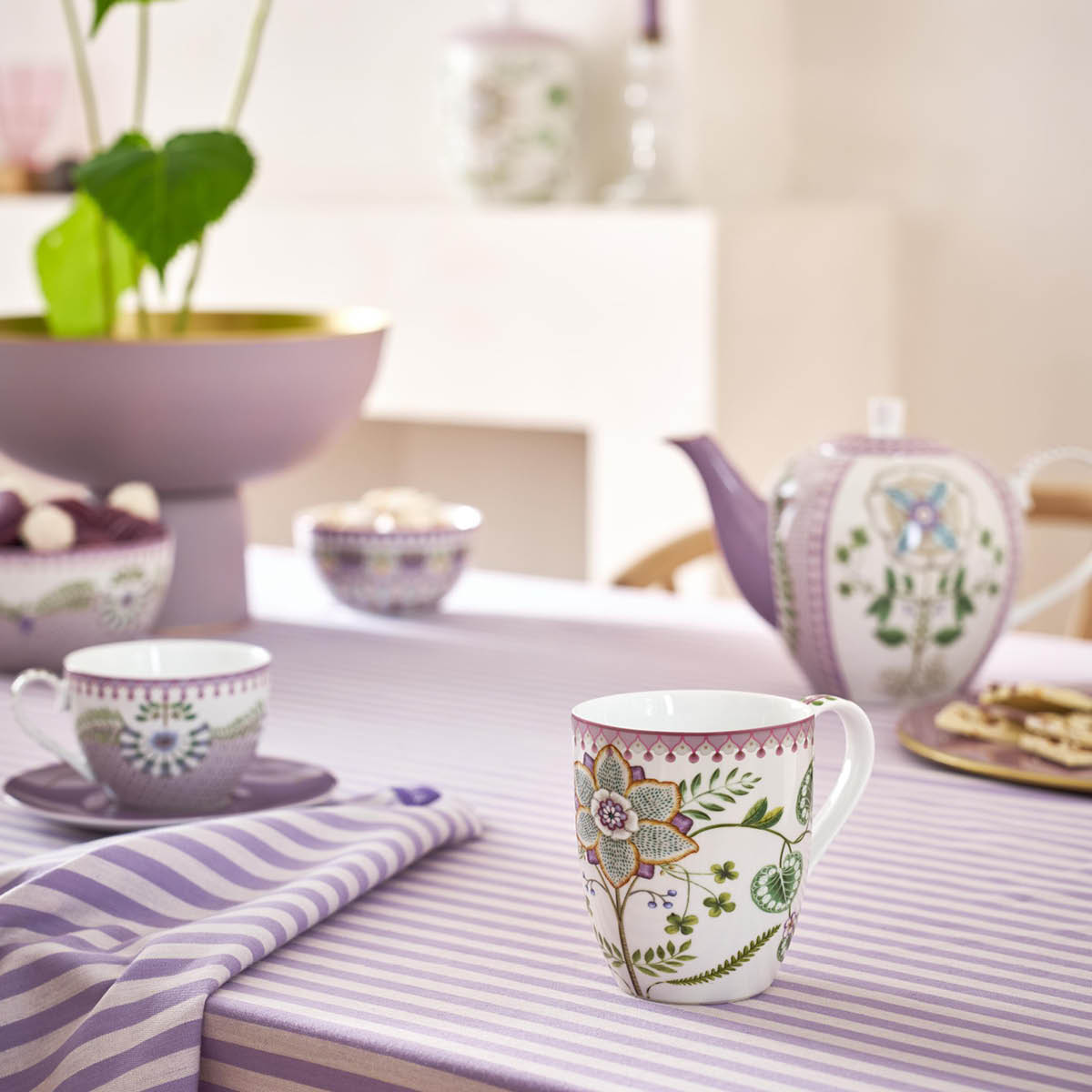 Pip Studio Lily & Lotus mugg XL 40 cl 2-pack offwhite - Cervera