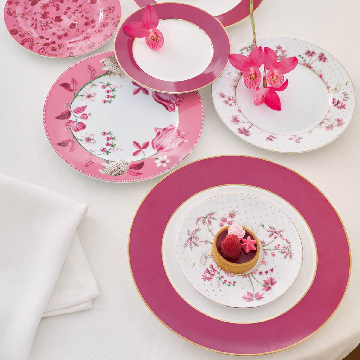 Pip Studio Jolie Tulip tallrik 23 cm rosa - Cervera