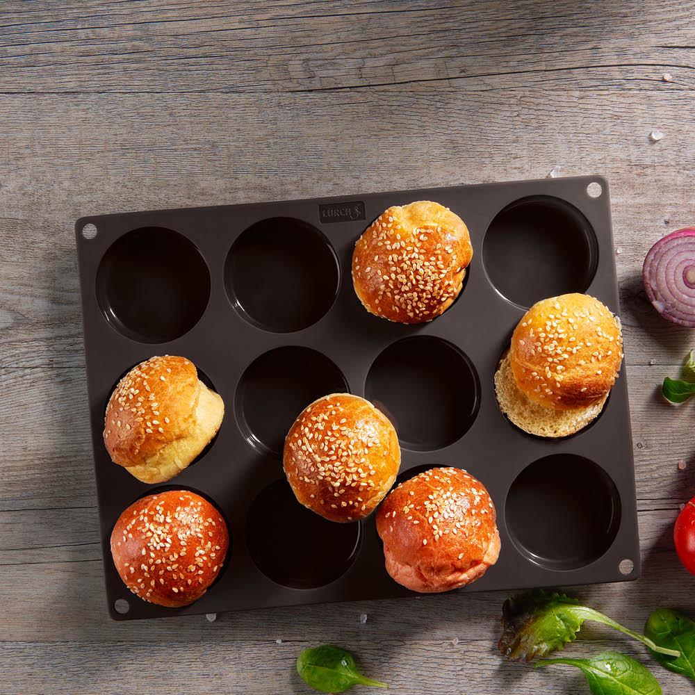 Lurch Flexiform BurgerBun bakeform til 12 stk hamburgerbrød à 6 cm ...